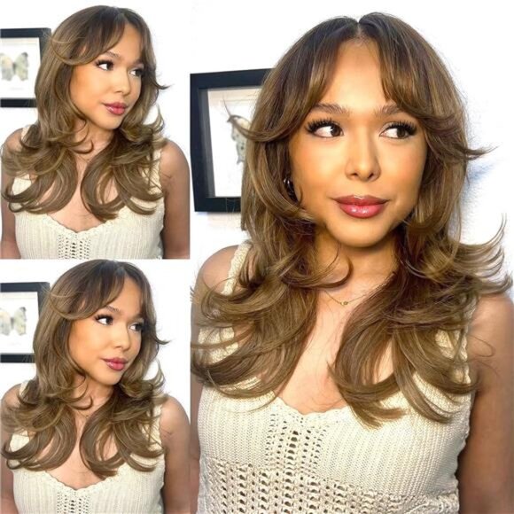 Hair | Layered Wig Long Wavy For Daily Use Highlight Honey Blonde ...